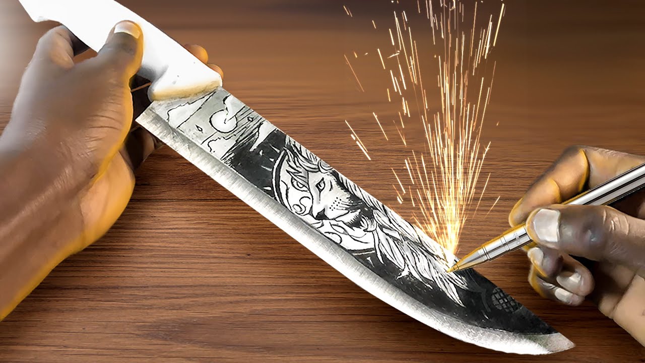 draw on metal (customize a kitchen knife) - YouTube