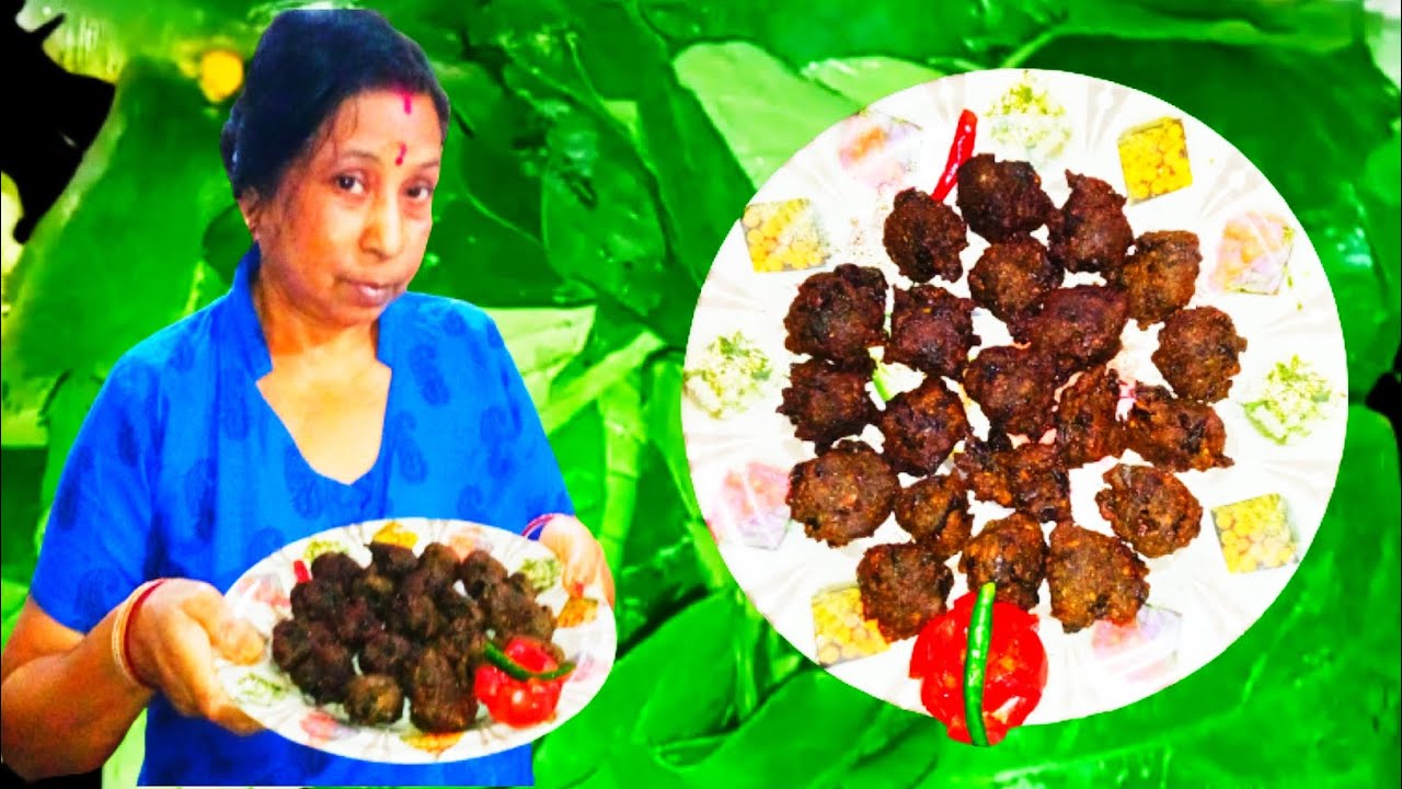 গাঁদাল পাতা বাটা বড়া | Gandal Pata Bora recipe | | Gadal Pata Bora ...