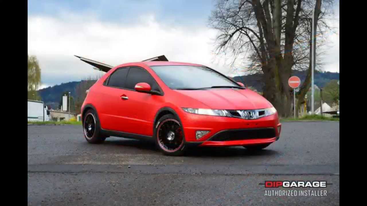 Honda Civic: Ferrari Red Rosso Corsa Plastidip by Totaldip - YouTube