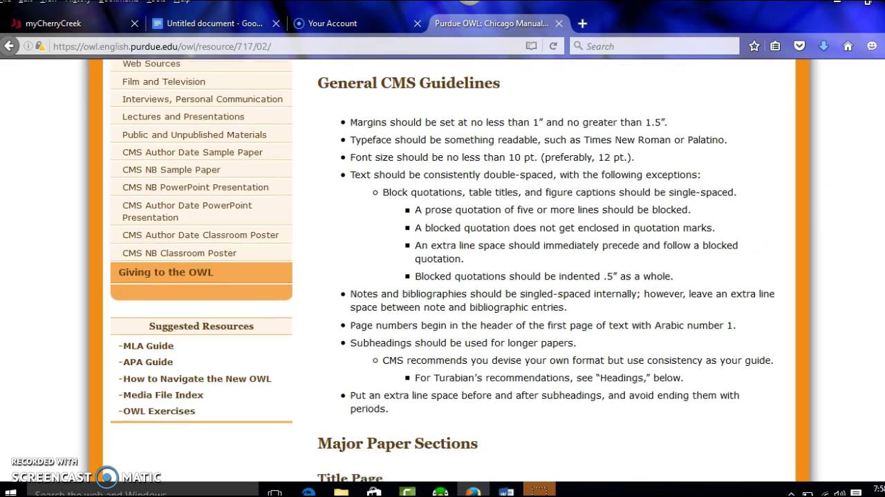 Basic Set-Up of a Paper in CMS Style - YouTube