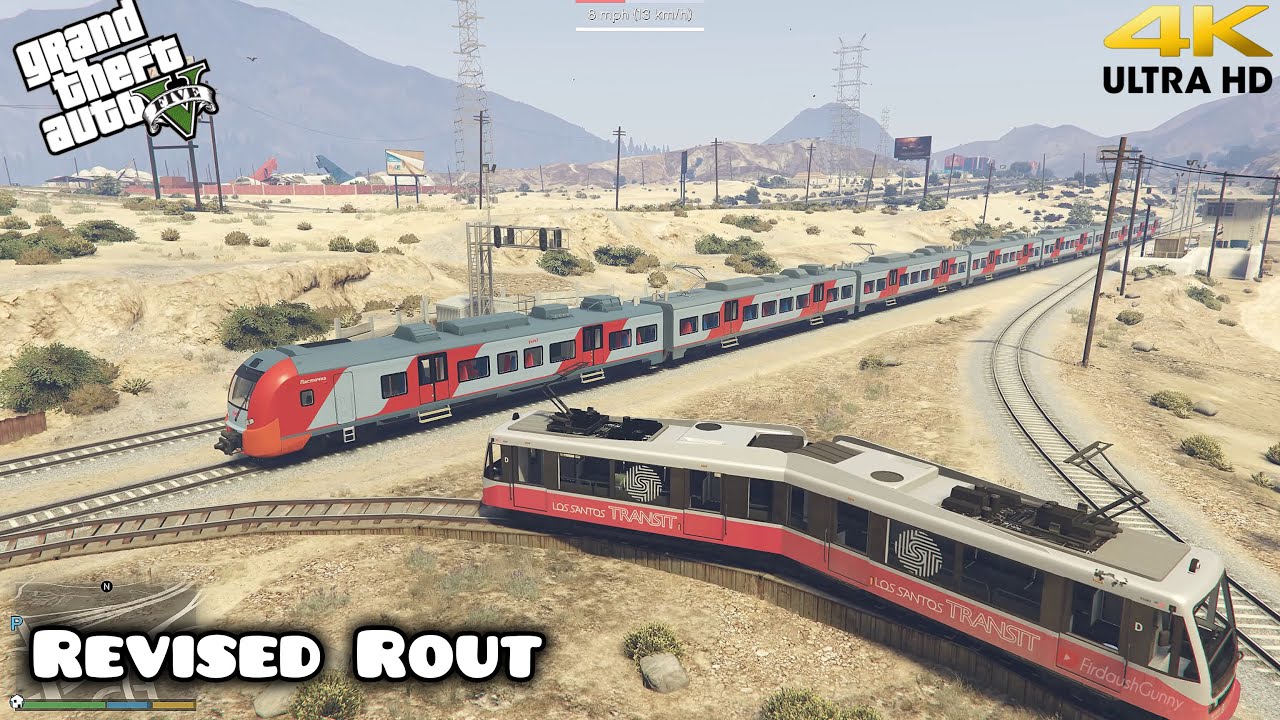 Grand Theft Auto V - Los Santos Local Train Revised Route with 2 Trains Mod - YouTube