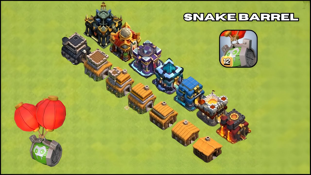 Snake Barrel VS Every TownHall | Clash of Clans - YouTube