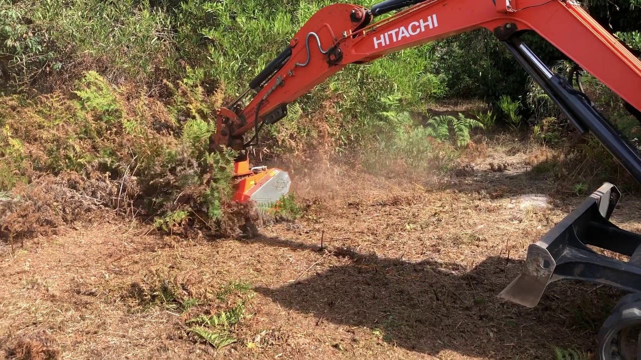 Mulching fire access tracks at Mount Compass - YouTube