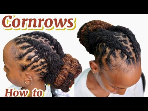 Simple low Barrel roll Bun with double Cornrows on LOCS / beginners ...