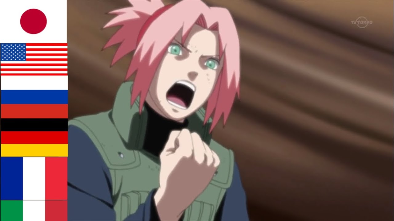 Sakura's Shannaro in 6 different languages | Naruto Multilanguage - YouTube