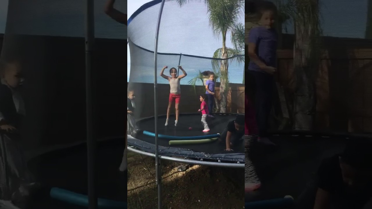 Kids playing on the trampoline - YouTube