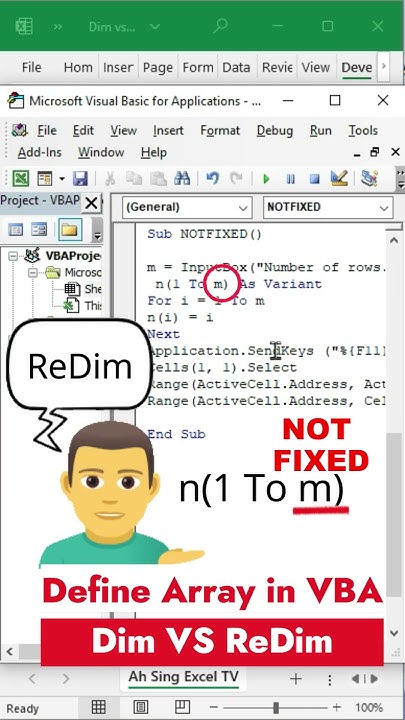 Difference between Dim and ReDim in Excel VBA - YouTube