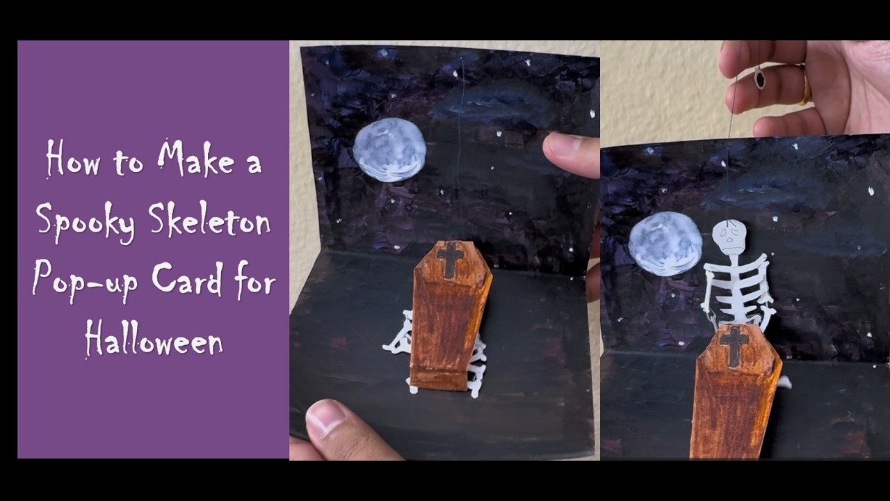 DIY Halloween craft tutorial - Spooky skeleton pop-up card for ...