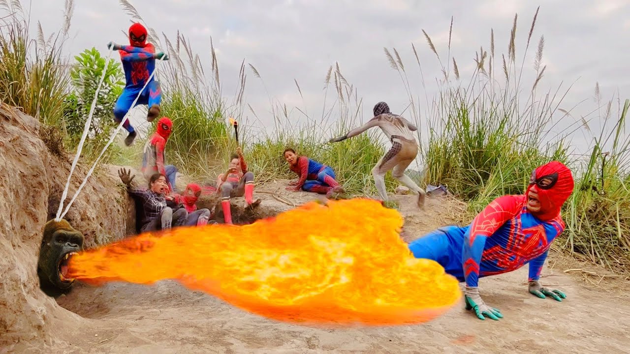 Lost Battle | The 7 SPIDER-MAN Squad Fights Scary Fire-Breathing ...