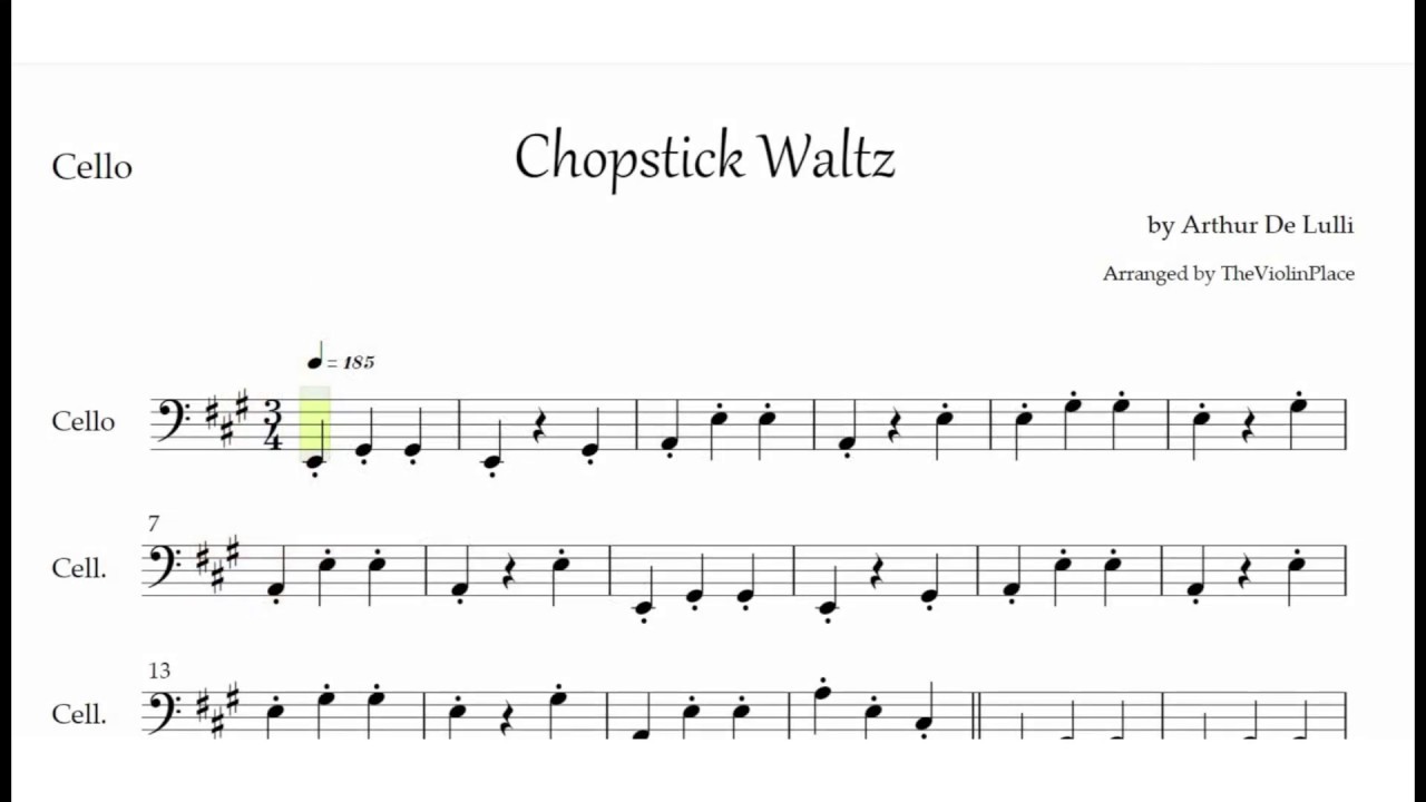 The Chopstick Waltz String Quartet Cello Accompaniment - Free Sheet ...