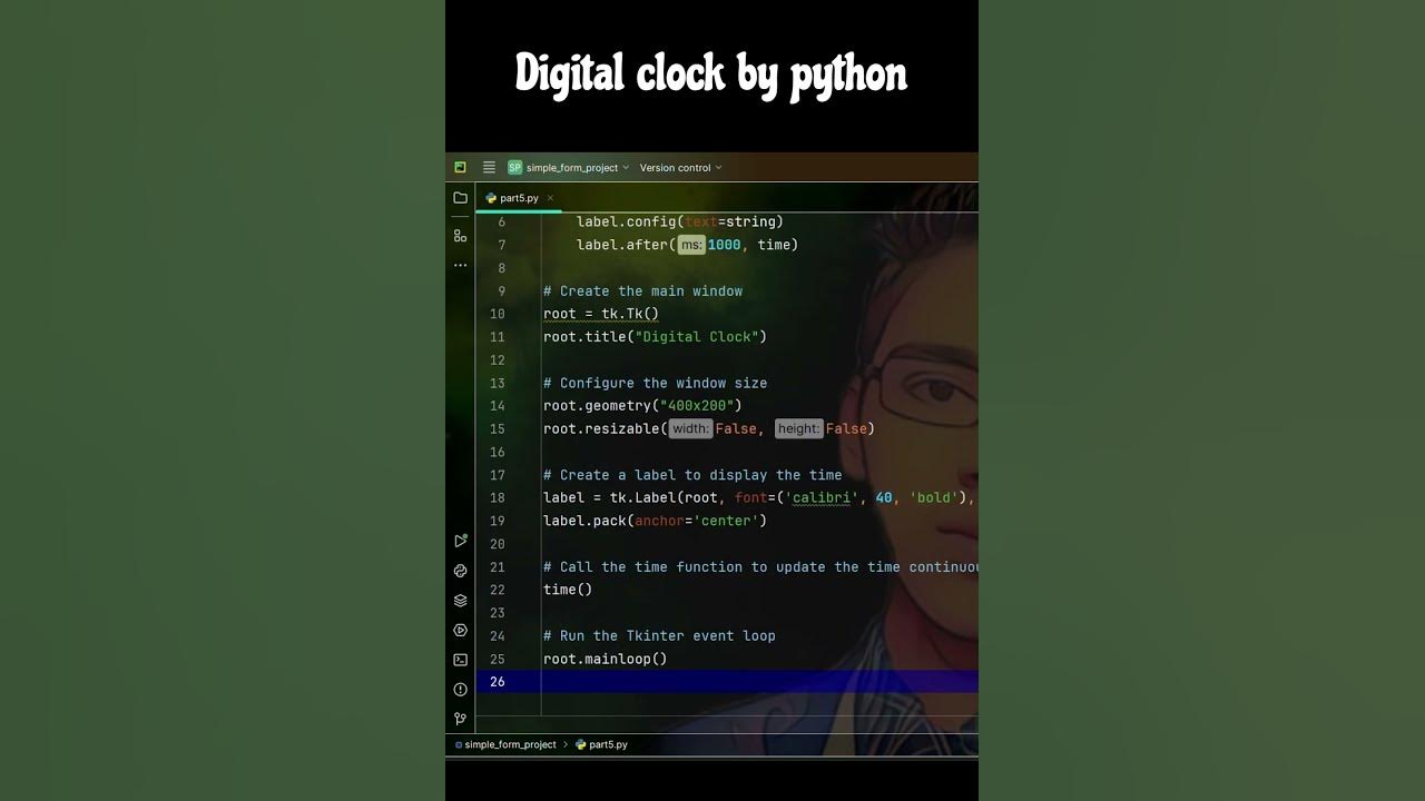 "Python Digital Clock in 60 Seconds ⏰|Quick & Easy Coding Fun!#Shorts #PythonClock # ...