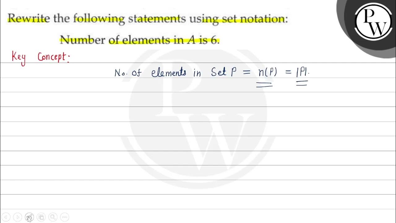 Rewrite the following statements using set notation: \( P \) Number... - YouTube