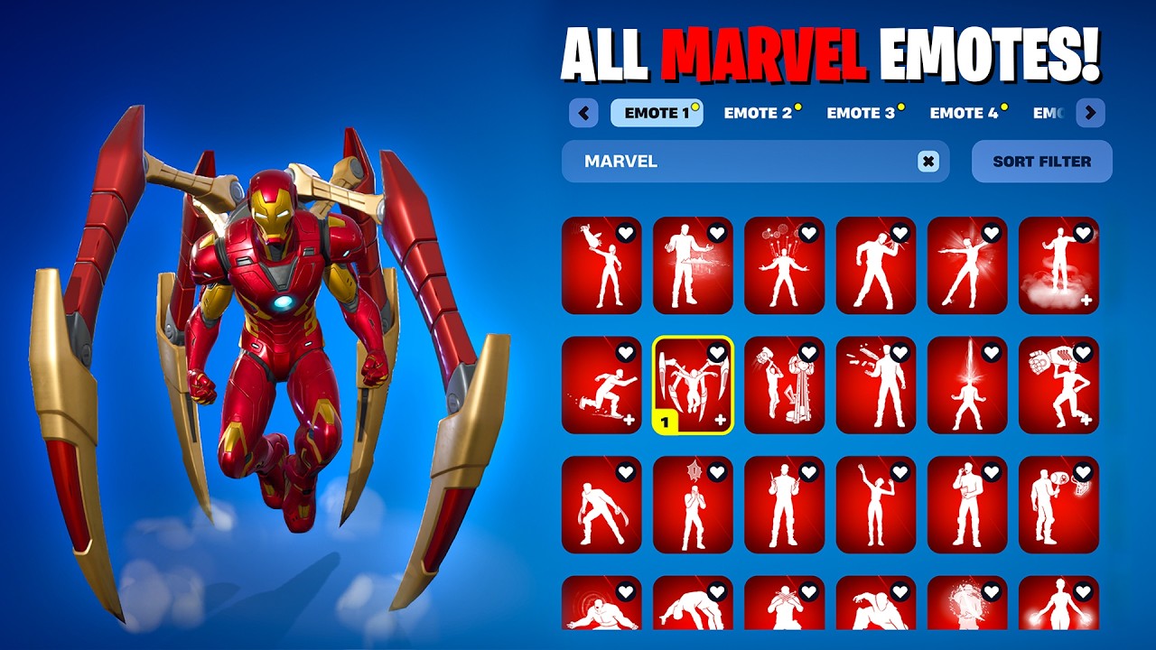 ALL FORTNITE MARVEL EMOTES & DANCES (Chapter 1 - Chapter 6 Season 2 ...