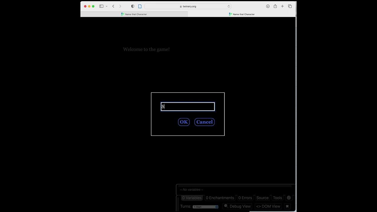 History 306 Twine Tutorials: Prompting for a player name and setting the character variable ...