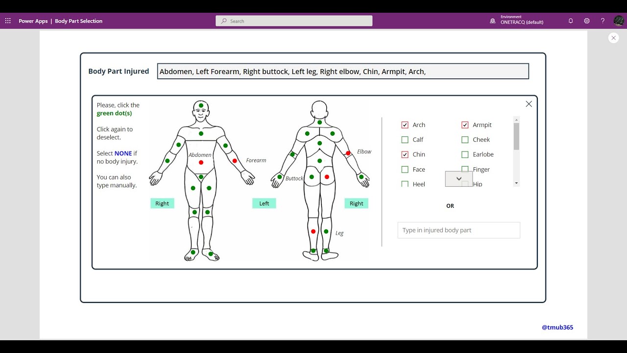 Body Part Selection UI on PowerApps - YouTube