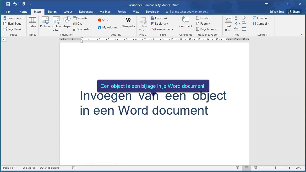 Word 2016 Invoegen van een object in je tekst - YouTube