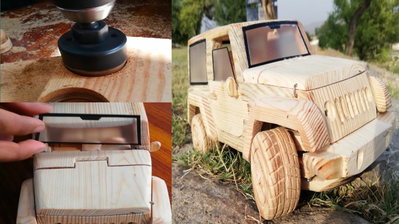 Amazing skills of making a wooden wrangler jeep - YouTube