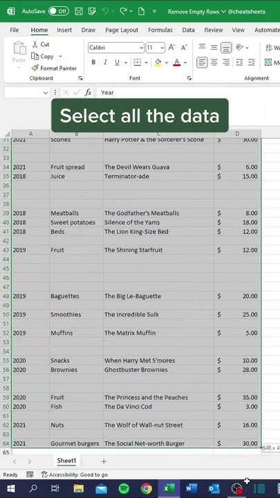 How To Remove Empty Rows In Less Than 30 Seconds Excel Exceltips Tutorial Youtube 2094