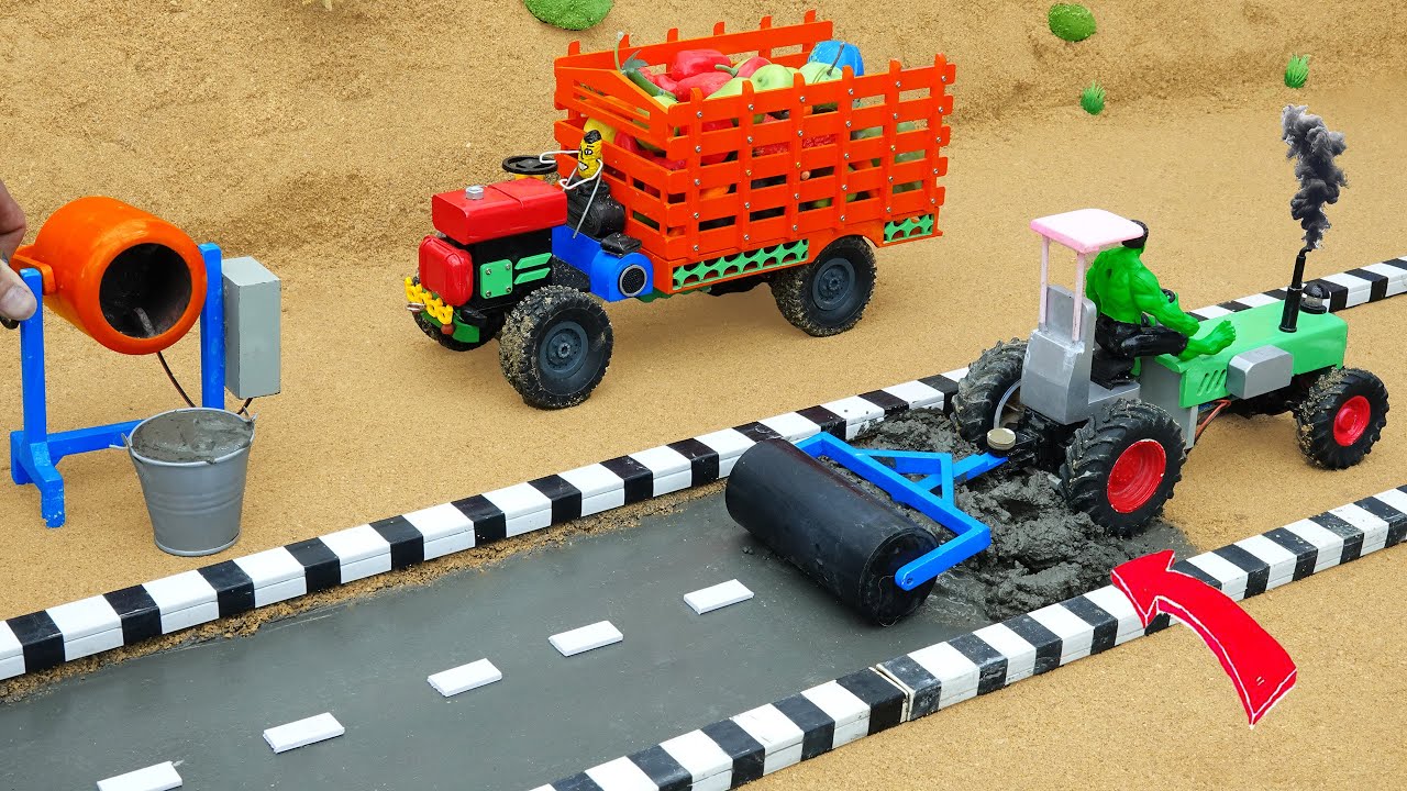 Diy tractor making asphalt road new technology | diy mini construction ...