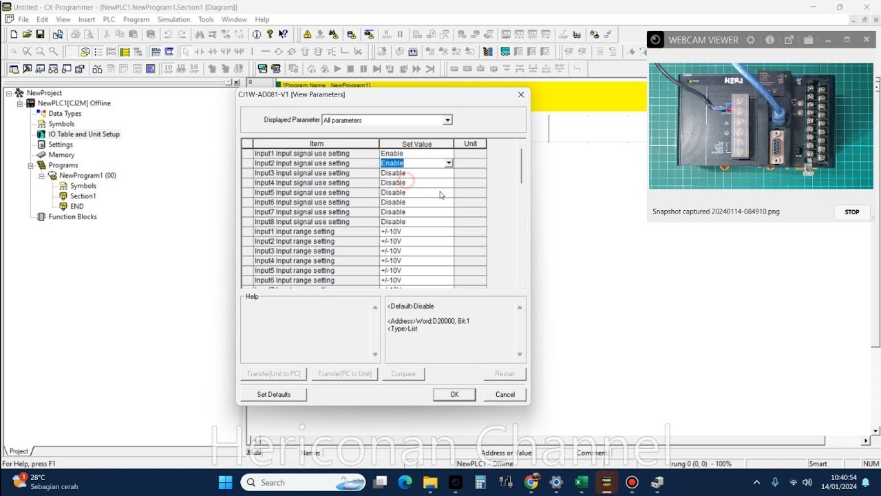 Review, cara pengoperasian modul plc omron CJ1W AD081 V1 - YouTube