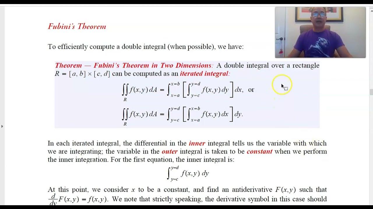 Multivariable Calculus 09 Fubinis Theorem Over Rectangles Youtube