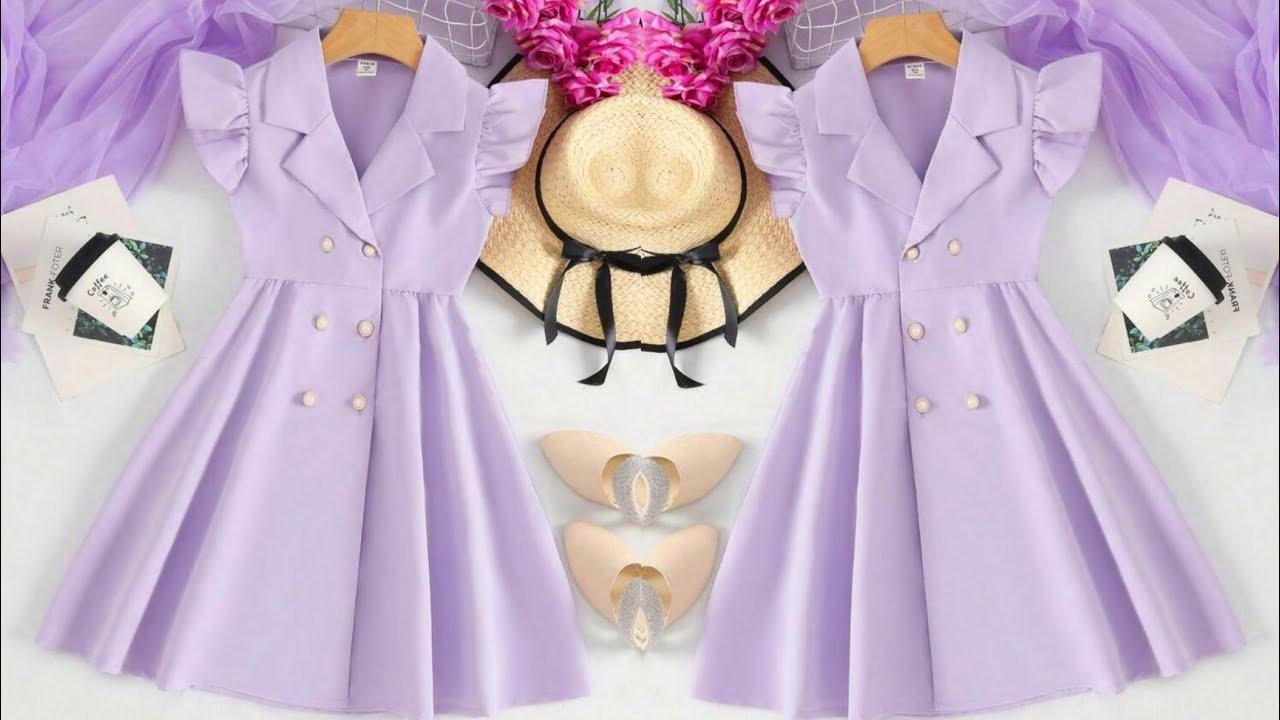 Beautiful Blazer Style Double Button Placket Baby Frock Cutting and ...