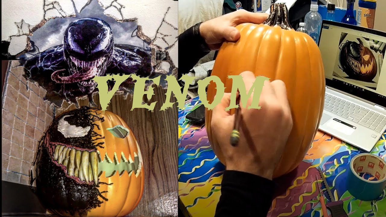 Making Venom Pumpkin! DIY Creation - YouTube