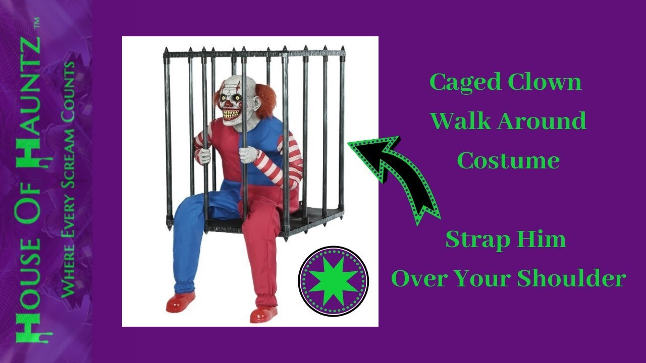🤡 What? An Animated Caged Clown Walk Around Costume Prop? - YouTube