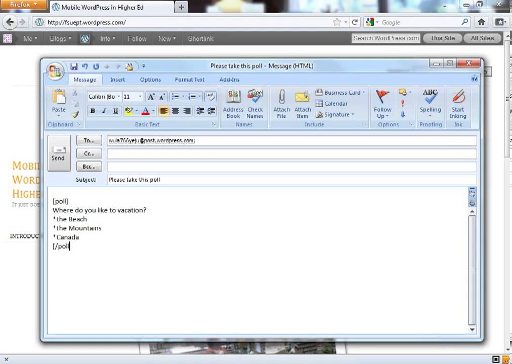 WP: Creating a Poll via Email - YouTube