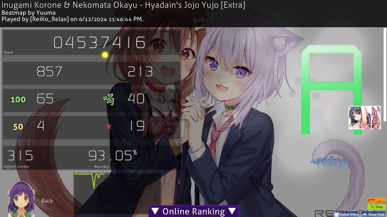 hyadain's jojo yujo DT single tap godmode :moyai: - YouTube