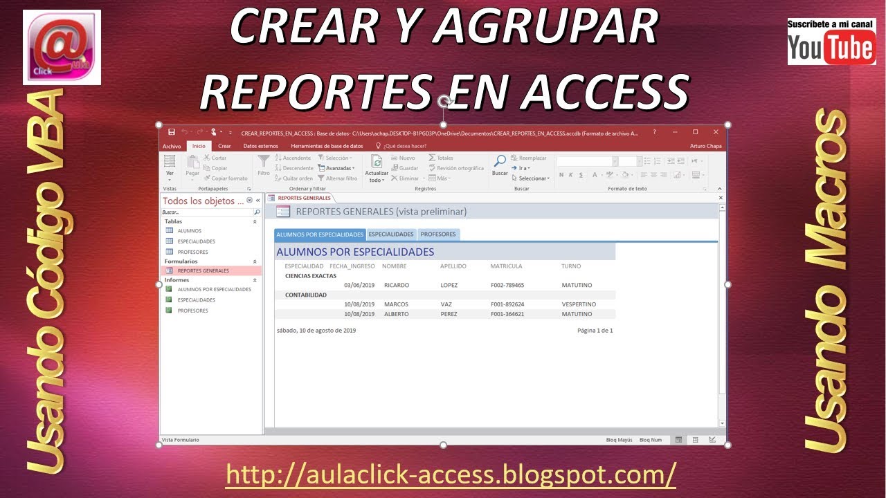 CREAR Y AGRUPAR REPORTES EN ACCESS | MENU DE INFORMES - YouTube