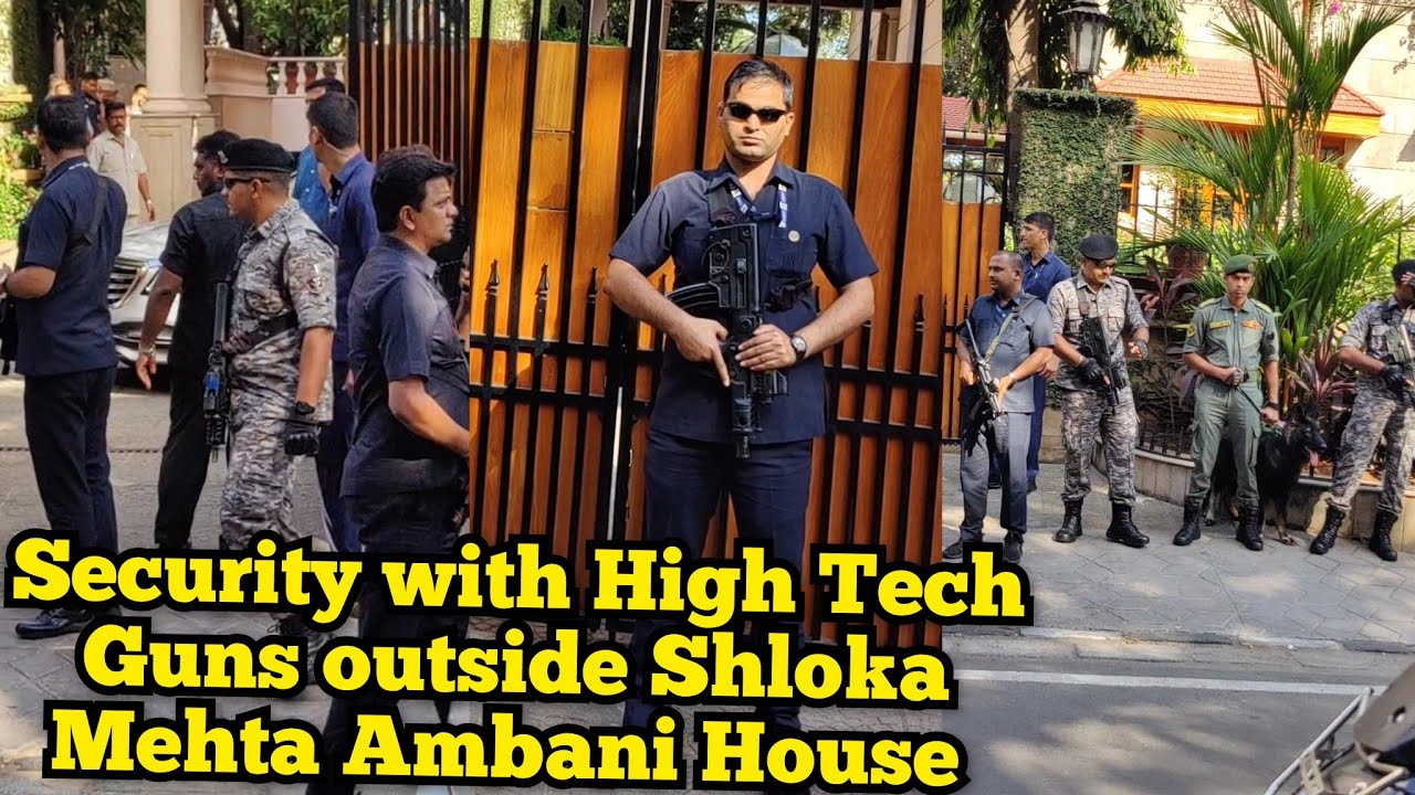 High Tech Guns Tight Security in Luxurious Cars Dogs Outside Shloka Mehta Ambani House - YouTube