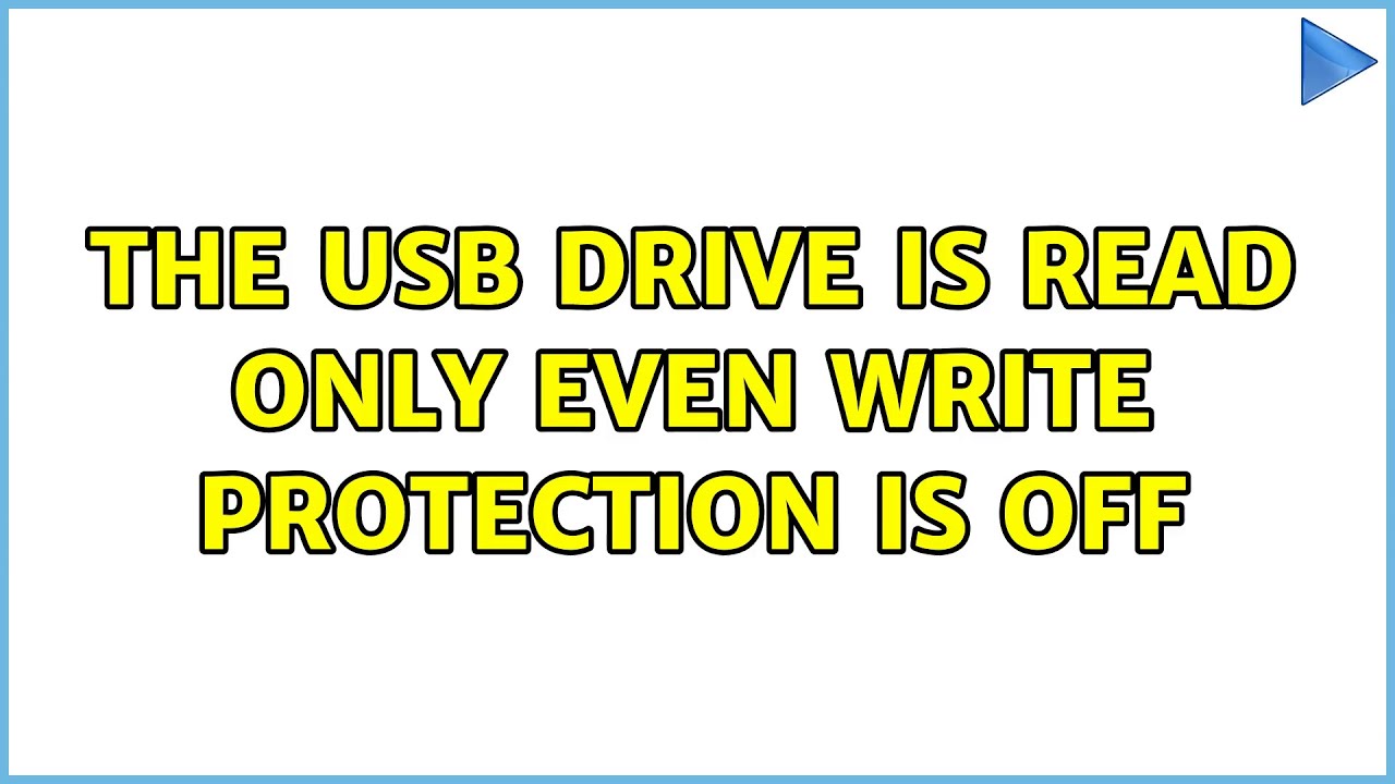 The USB drive is read only even write protection is off - YouTube