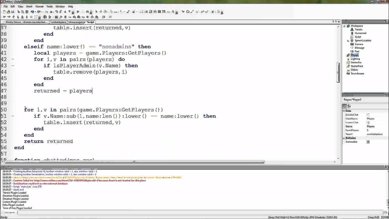 Roblox Lua Tutorials - 22: other, all, admins and nonadmins macros ...