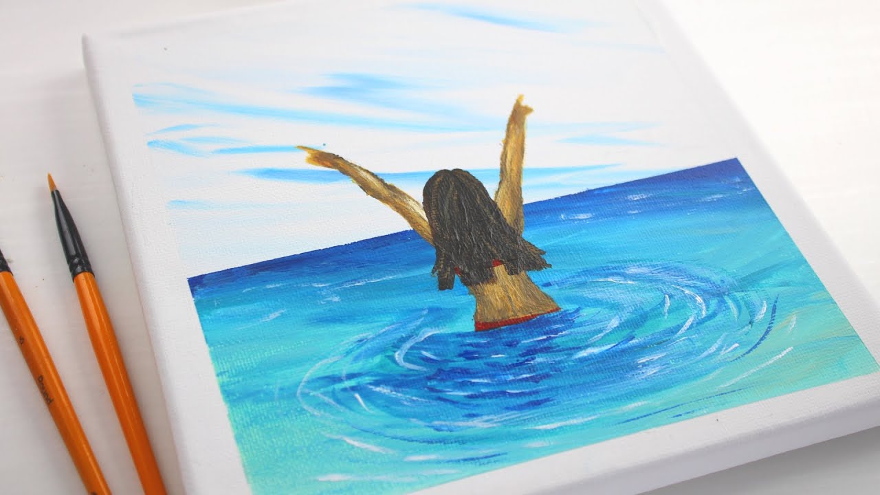 Paint with me a happy Girl in Holidays | Acrylic painting art channel ...
