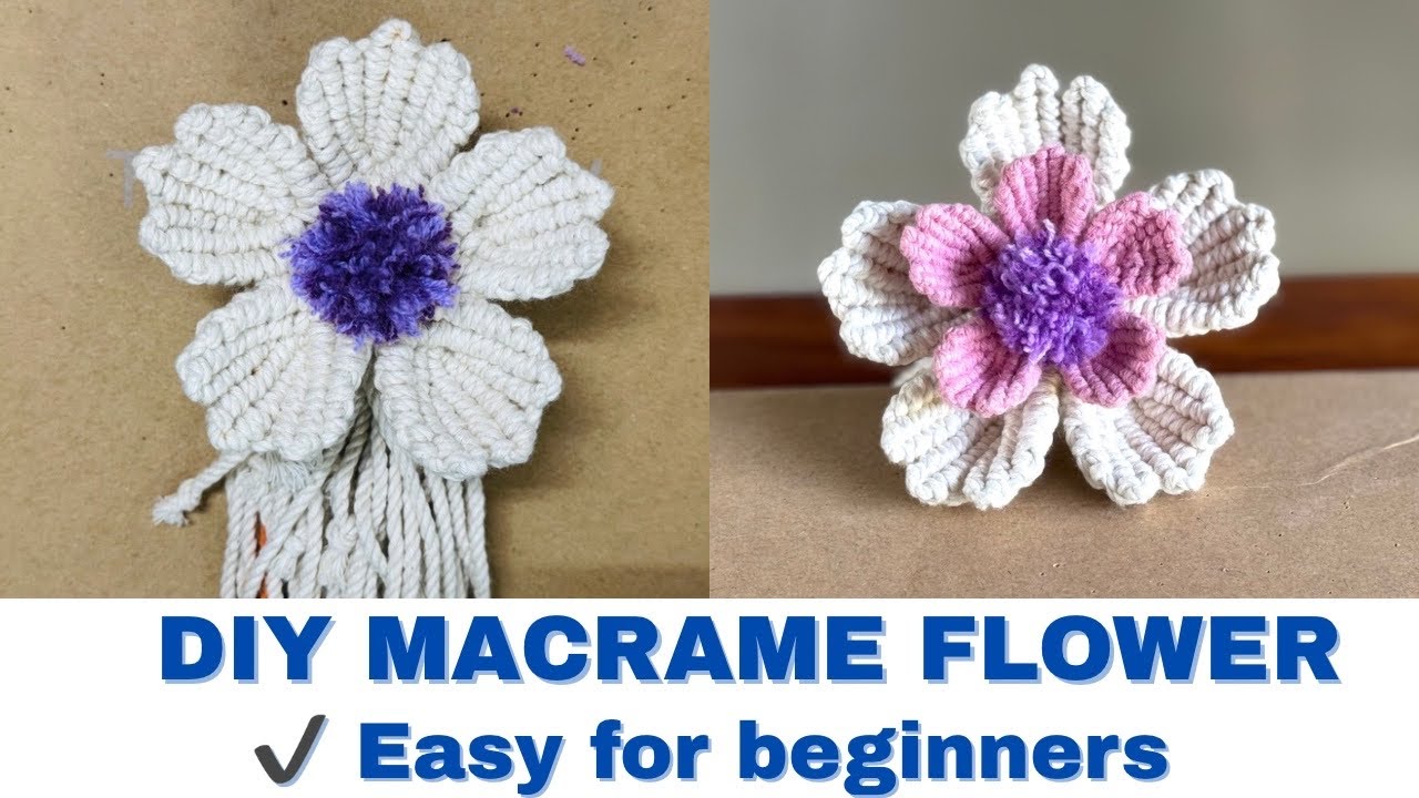 🌸 Macrame Cherry Blossom Tutorial – Easy Double Half Hitch | Patrón de Flor de Cerezo Fácil ...
