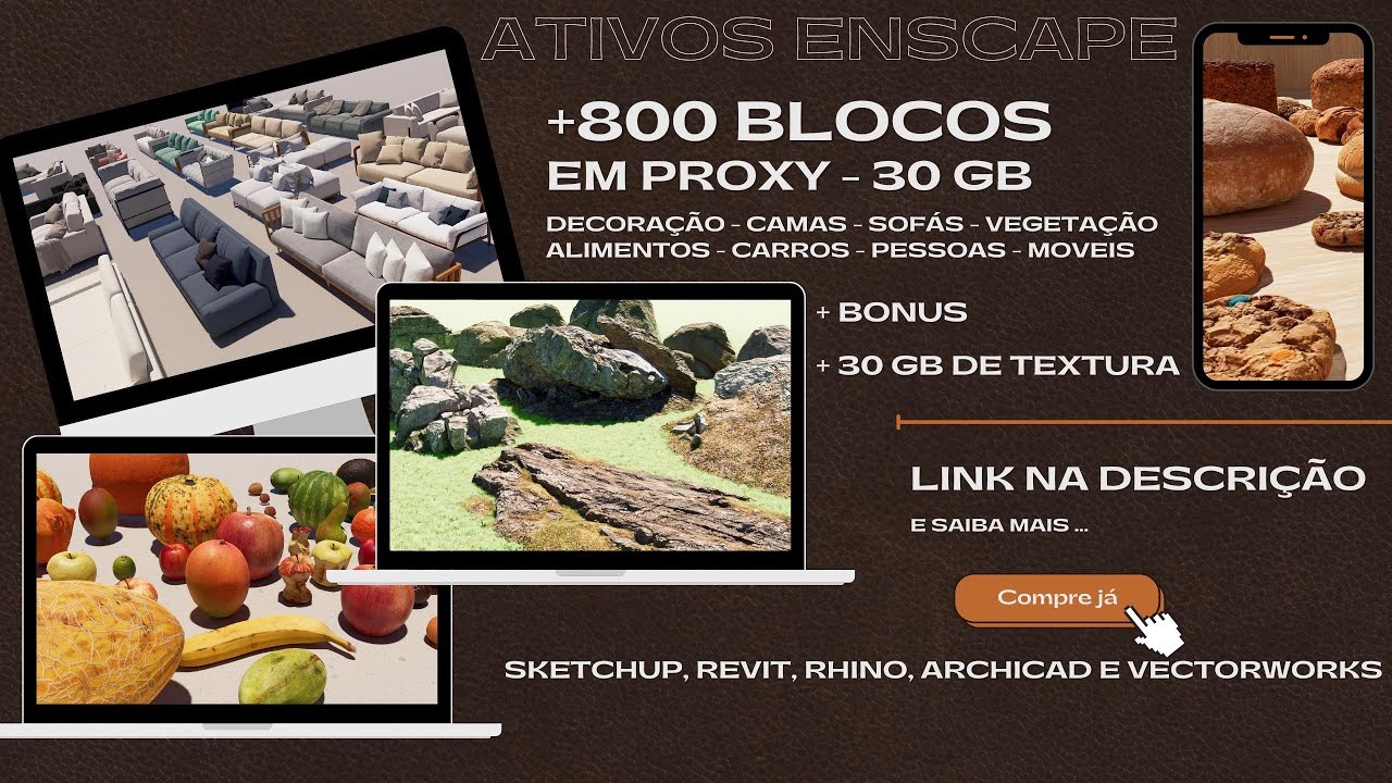 Biblioteca de + 1300 Ativos para Enscape - Coleção completa - Enscape ...