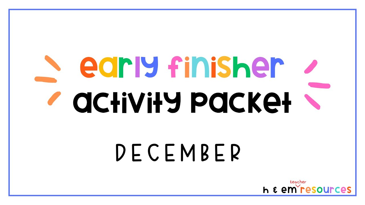 Early Finisher Christmas Activity Packet - YouTube