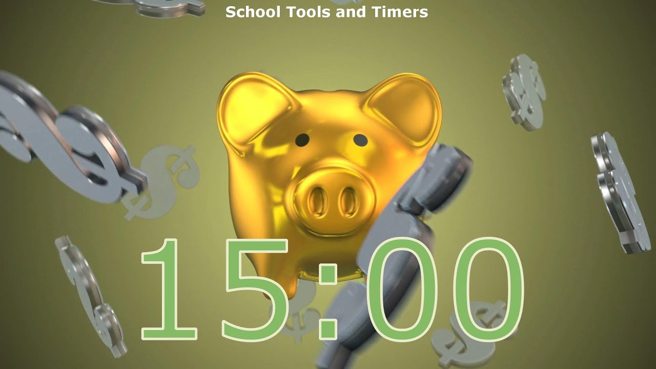15 Minute Countdown Timer - Piggy Bank Money! 🐷💲 - YouTube