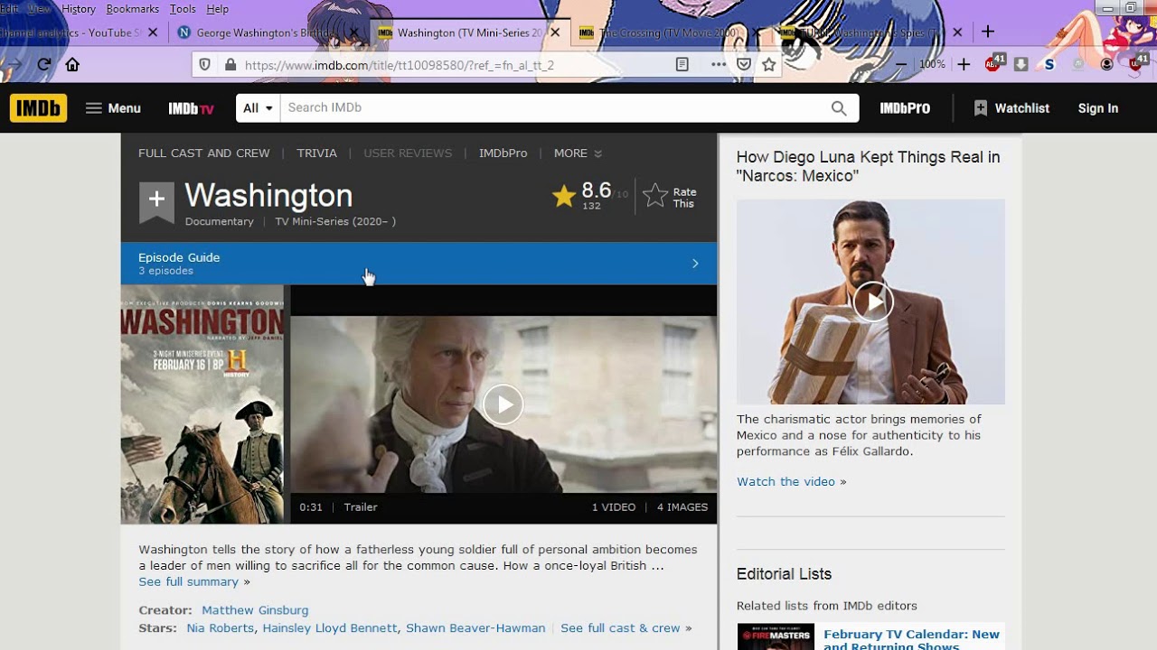 Review History Channel's Washington mini-series 2020 & The Crossing ...