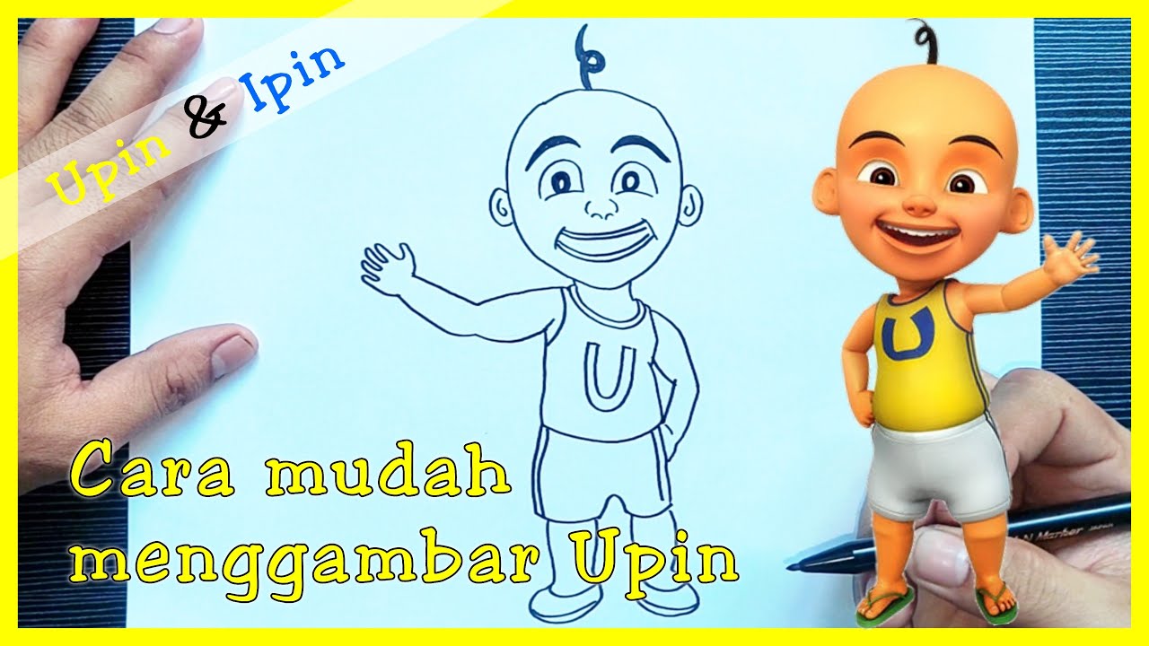 Cara menggambar Upin paling mudah | Tutorial menggambar Upin dan Ipin ...