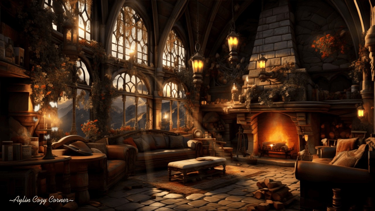 You Are Studying in a Magical Common Room | 2 Hours Cozy Ambience - YouTube