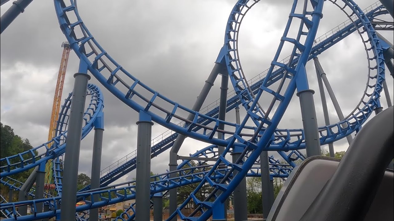 Blue Hawk ROUGH Looping Roller Coaster 4K POV | Six Flags Over Georgia ...