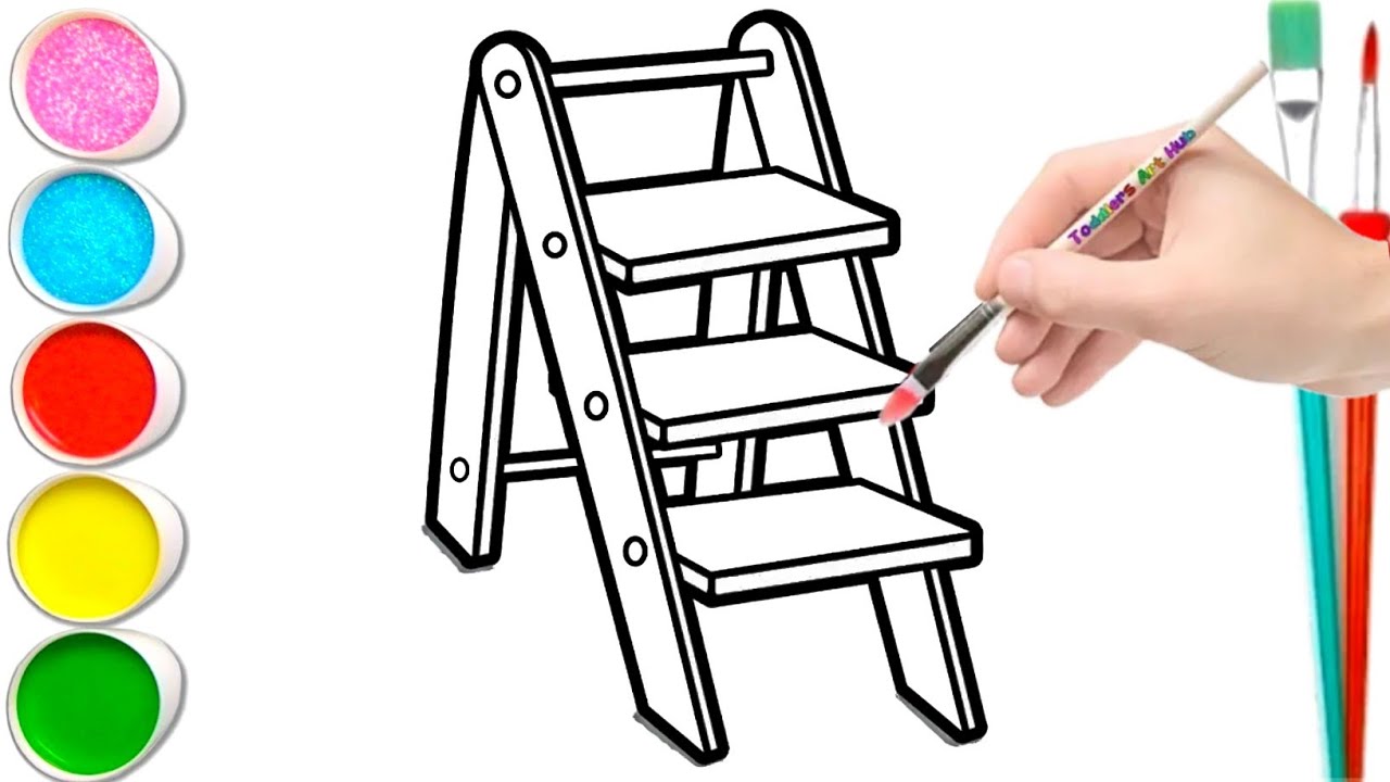 How to Draw a Ladder | Colorful Ladder for Kids - YouTube