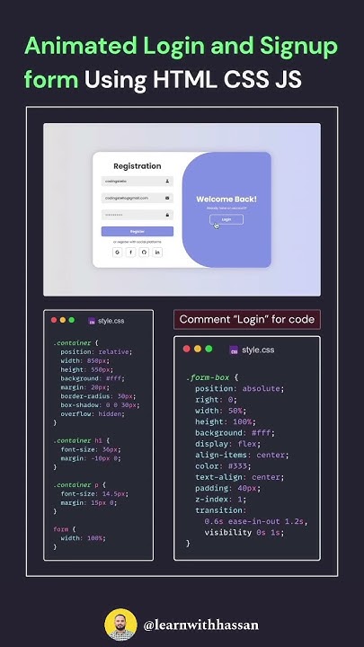 Animated Login And Registration Form In HTML CSS JavaScript |Modern login page using css ...