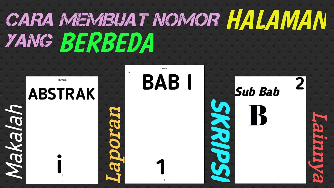 Cara Membuat Nomor Halaman Berbeda di SKRIPSI - YouTube