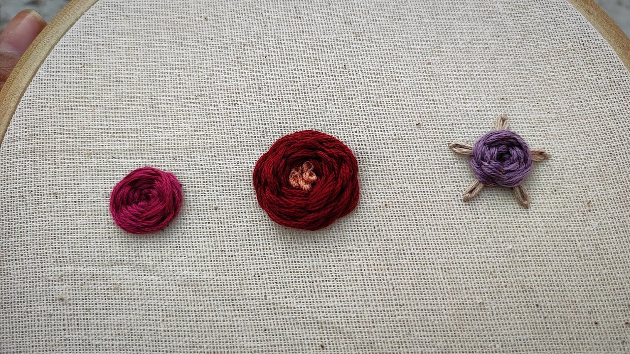 How to do woven rose || 3 type of woven rose embroidery || Spider web ...