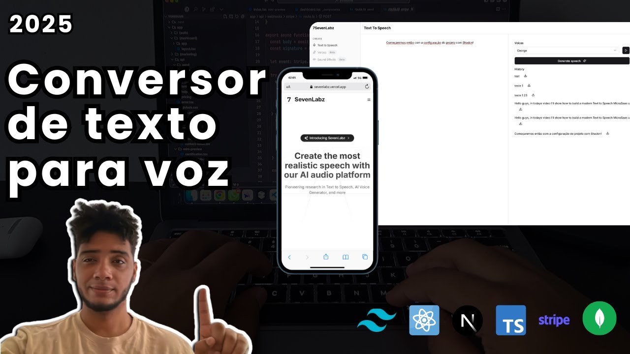 Conversor de Texto para Voz: Next.js, Tailwind, Clerk, Stripe, Prisma, ElevenLabs Vercel (2025)🚀 ...