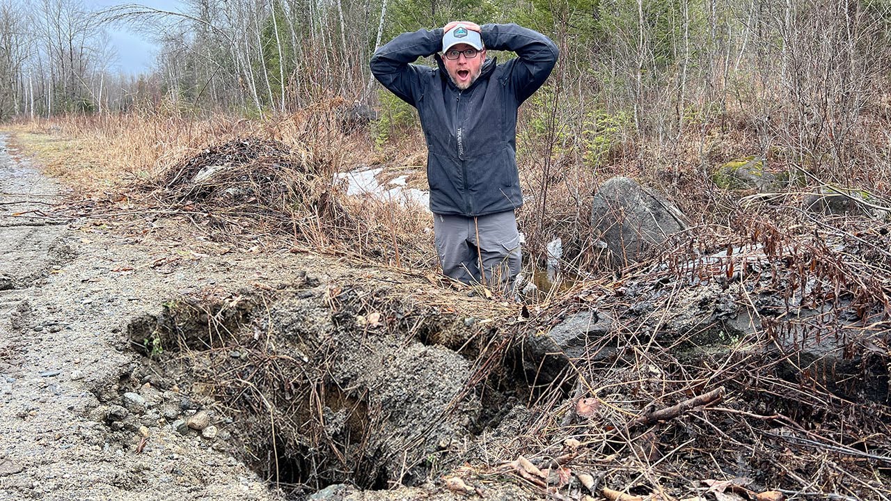 Our Road is STARTING to Collapse! GIANT SINK Hole CAUSED by BEAVERS ...