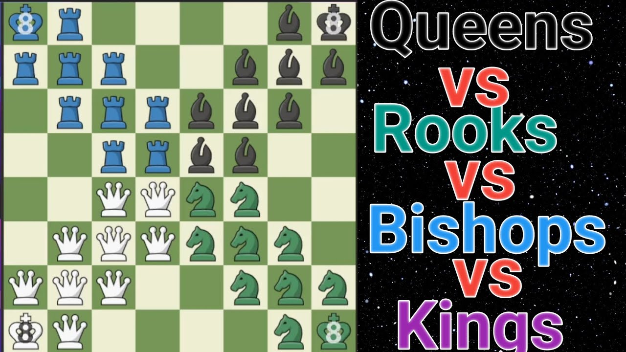 Queens vs Rooks vs Bishops vs knights || Fairy Chess - YouTube
